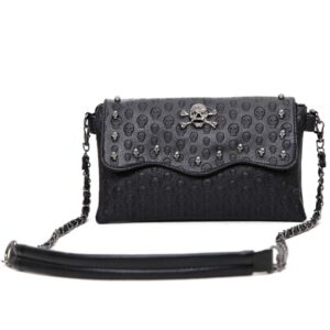 freie liebe women classic black skull cross body bag vintage clutch purse shoulder bag