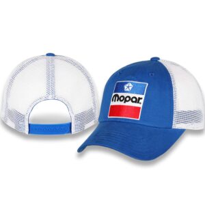 mopar royal blue brushed twill with mesh back unstructured hat with snap back closure