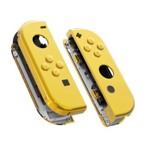 extremerate diy replacement shell buttons for nintendo switch & switch oled, chrome gold custom housing case with full set button for joycon handheld controller - console shell not included