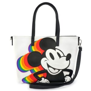 loungefly x disney rainbow mickey mouse convertible handbag, multicolored, one size