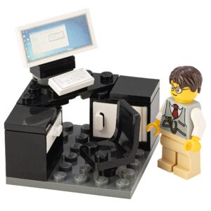 custom toys & hobbies inc building bricks businessman lawyer office setup- premium quality desk keyboard computer & minifigure holiday birthday gift for kids