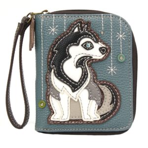 chala husky zip-around wallet/wristlet husky mom, rescue, accessories