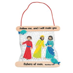 fun express fisher of men bible craft kit for kids - makes 12 - vbs, sunday school and religious craft activities