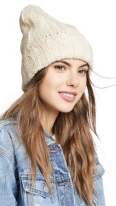 free people women's harlow cable knit beanie, ivory, off white, one size