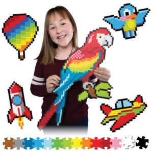 fat brain toys jixelz 700 piece set roving robots pixelated puzzle art for children, suitable for boys & girls aged 6 years and above