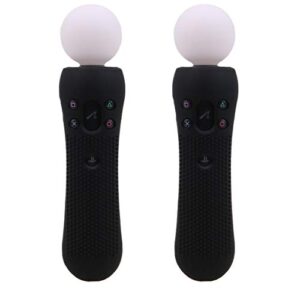 2 pcs silicone rubber cover anti-slip protective skin case for playstation ps4 vr move ps move motion controller black