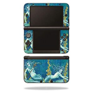 mightyskins skin compatible with nintendo 3ds xl original (2012-2014) - mermaid trip | protective, durable, and unique vinyl wrap cover | easy to apply, remove, and change styles | made in the usa