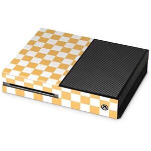 skinit decal gaming skin compatible with xbox one console - originally designed yellow and white checkerboard design