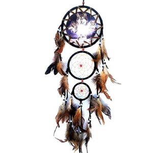 indian feather - home wall hanging decoration wolf pattern ornament dream catcher with feathers z7 - accessories garden health weddings girls beauty computers events phones sports toys el