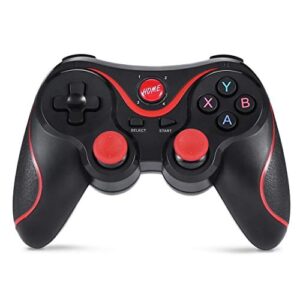 calvas accewit x3 updated t3 gamepad joystick wireless bluetooth 3.0 android gamepad gaming remote control for phone pc tablet tv box - (color: black red)