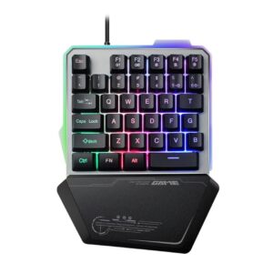 one handed keyboard, jancal rgb gaming single-handed keyboard with 35 keys for ps4/xbox/pc, portable mini left hand keypad rgb backlit/macro definition, wired usb mobile game half keypad