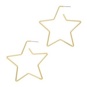 and lovely 14k gold dipped star earrings - statement hoop earrings - drop dangle earrings (gold star hoop)