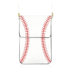 small travel purse pouch bag - crossbody strap wallet smartphone touchscreen case ball sports game, animal, american flag (sports - baseball)