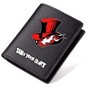 yehert pu leather short billfold wallet credit card holder for wen，women， red hat logo black purse (#2 red)