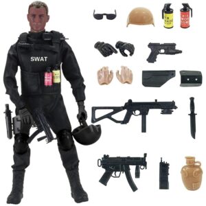 liberty imports 12-inch special forces military action figure army man toy soldier - 30 articulation points and 15 weapons and accessories (swat)