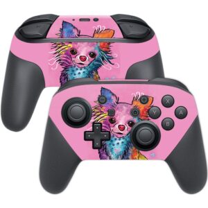 mightyskins skin compatible with nintendo switch pro controller - chihuahua rainbow | protective, durable, and unique vinyl wrap cover | easy to apply, remove, and change styles | made in the usa