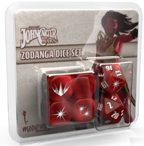 modiphius john carter of mars: zodanga dice set (set of 6 custom dice)