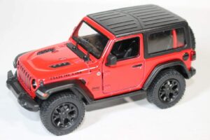 kinsmart 2018 jeep wrangler rudicon hard top red 5" 1:34 scale die cast metal model toy w/ pullback action