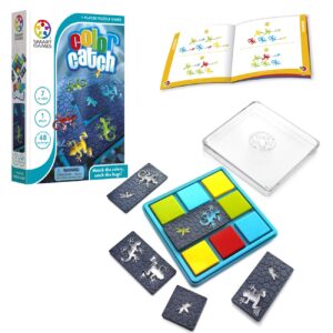 smartgames color catch travel game for kids and adults, a color-changing, stem focused cognitive skill-building brain game - brain teaser for ages 7 & up, 60 challenges.