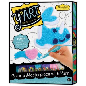 y'art narwhal — yarn works of art — mess-free artistic craft activity — ages 8+