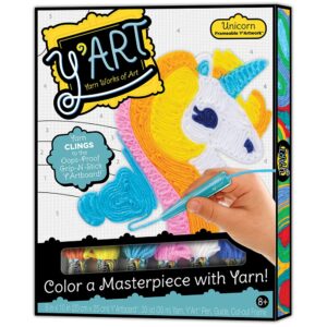 y'art unicorn — yarn works of art — mess-free artistic craft activity — ages 8+