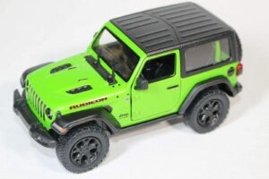 kinsmart 2018 jeep wrangler rudicon hard top green 5" 1:34 scale die cast metal model toy w/ pullback action