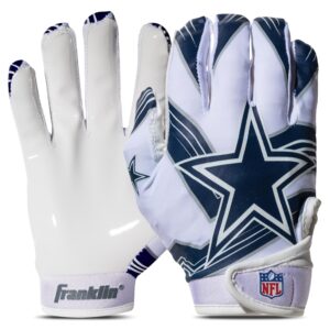 franklin sports dallas cowboys youth nfl football receiver gloves - receiver gloves for kids - nfl team logos and silicone palm - youth s/xs pair