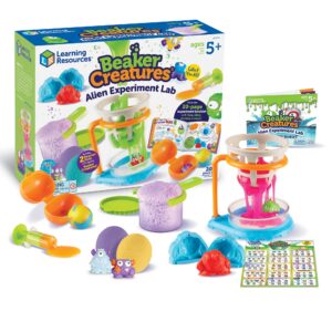 learning resources beaker creatures alien experiment lab, 18 piece set, ages 5+,science exploration, science kit for kids, fun science experiments for kids