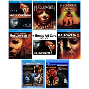 halloween: ultimate 11 movie collection: complete original + rob zombie remake + 2018 sequel blu-ray series + bonus art card