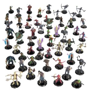 monster protectors 56 fantasy mini figures - all unique designs - 1" hex-sized compatible with dnd dungeons dragons, pathfinder, rpg tabletop games - features goblins, orcs, gnolls, skeletons & more