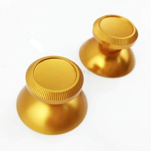 2pcs replacement rocker metal analog joystick thumbstick mushroom caps repair for ps4 ps3 xbox one (gold)