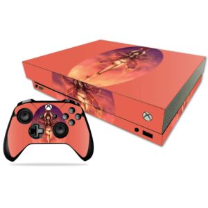 mightyskins skin compatible with microsoft xbox one x - fiery magic | protective, durable, and unique vinyl decal wrap cover | easy to apply, remove, and change styles | made in the usa