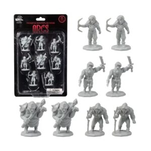 fantasy orc mini figures – 8 unpainted unique designs – 1" hex-sized, compatible with dnd, pathfinder & tabletop rpgs – realistic orc sculpts for spooky campaigns, & game nights