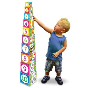 learning journey international llc play & learn - stacking cubes - stem toddler toys & gifts for boys & girls ages 12 months and up - mind building developmental learning toy, multi (100257)