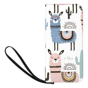 interestprint llama cactus zip around wallet for women