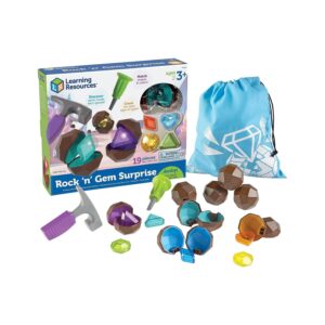 learning resources rock 'n gem surprise, sorting, matching & counting skills activity set, early stem, 19 pieces, ages 3+