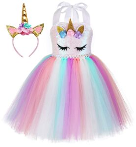 tutu dreams unicorn dress for girls party dress up clothes gifts fashion summer sundress dresses birthday decorations (sequin unicorn, 1-2t)