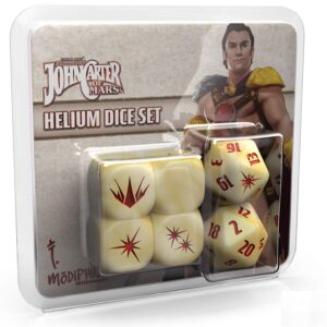 modiphius john carter of mars: helium dice set (set of 6 custom dice)