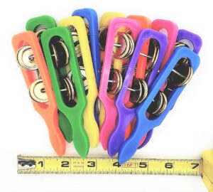 12 cymbals with plastic handles (5") kids party supplies, preschool musical instruments, noisemakers (12 pack) multicolor