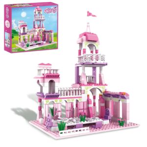 cogo man girls princess castle building blocks toys pink palace king's banquet bricks toys for girls 6-12 construction play set educational toys for kids 254 pcs