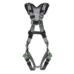 msa 10194630 v-fit full body safety harness - size: medium, d-ring configuration: back, quick connect leg straps, with shoulder padding, full body harness