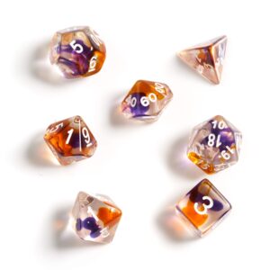 sirius a dice purple, orange clear dice set