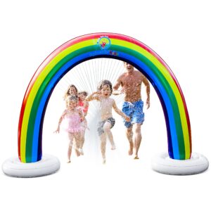 splashin'kids outdoor rainbow sprinkler super toddler water toys for children infants boys girls and kids perfect outside inflatable water park for summer fun watch video slip and slide splash pad