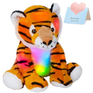 athoinsu 11'' light up tiger stuffed animal with led night light glow in dark soft plush toy valentine's day children's day birthday for toddlers kids