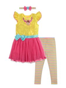 disney fancy nancy toddler girls dress leggings and headband 3 piece set 3t