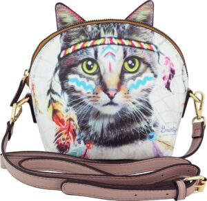 b brentano vegan cute bohemian cat animal 3-d ear crossbody handbag (boho feline)