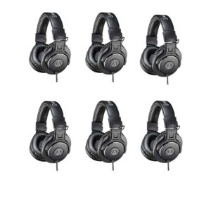 audio-technica 6 pack ath-m30x professional monitor headphones, 96db, 15-20khz, black - with microfiber cloth