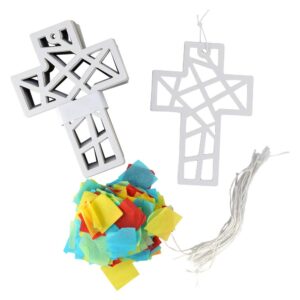 kipp brothers diy cross suncatcher tissue paper craft- great for sunday school, vacation bible school, classroom projects & more (24 per pack)