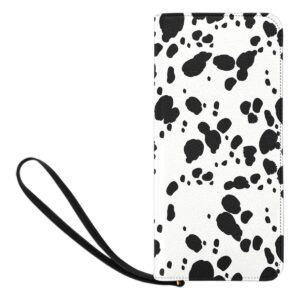 interestprint women's animal print texture skins dalmatians credit card wallet clutch purse, huge storage capacity