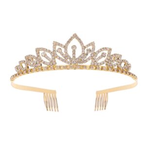 thsjewelry tiaras and crowns with combs crystal princess tiara headband for women girls bridal wedding birthday prom party, gold